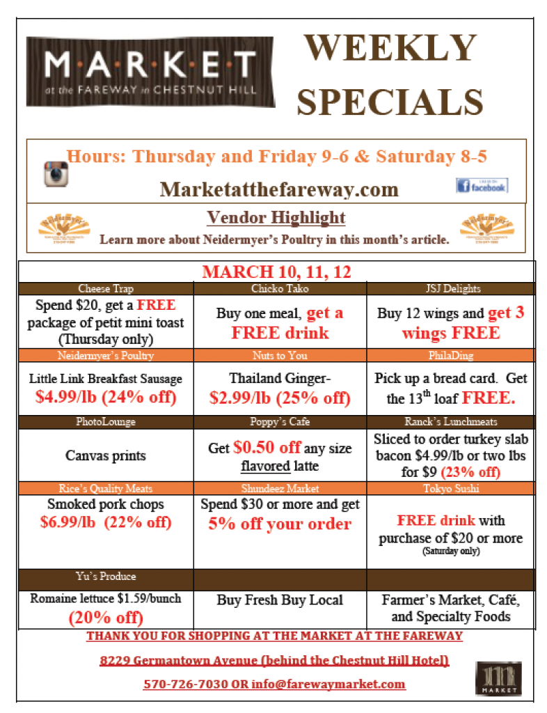 MARKET at the FAREWAY in Chestnut Hill Weekly Specials: March 10, 11 ...