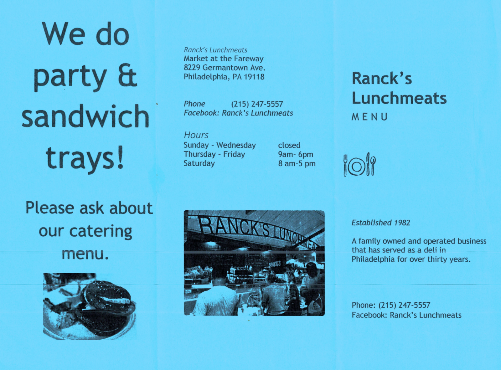 Ranck's Lunchmeats Menu